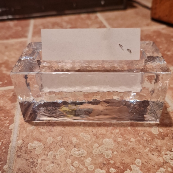 Art | Heavy Weighted Solid Pebbled Art Glass Business Card Holder ...